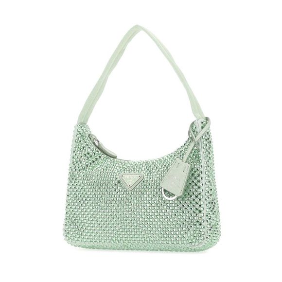 Prada | Bags | Prada Rhinestones Mint Green Reedition 200 Handbag ...